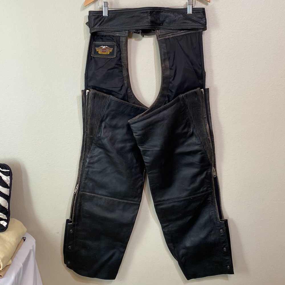 Harley Davidson Distressed Leather Chaps Motorcycle - Gem